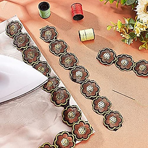 PH PandaHall 5 Yards Floral Embroidery Lace Trim, 1.6 inch Ethnic Jacquard Ribbon Flower Sewing Craft Edge Trim for Costume Bags Curtain Upholstery Home Decor, Saddle Brown