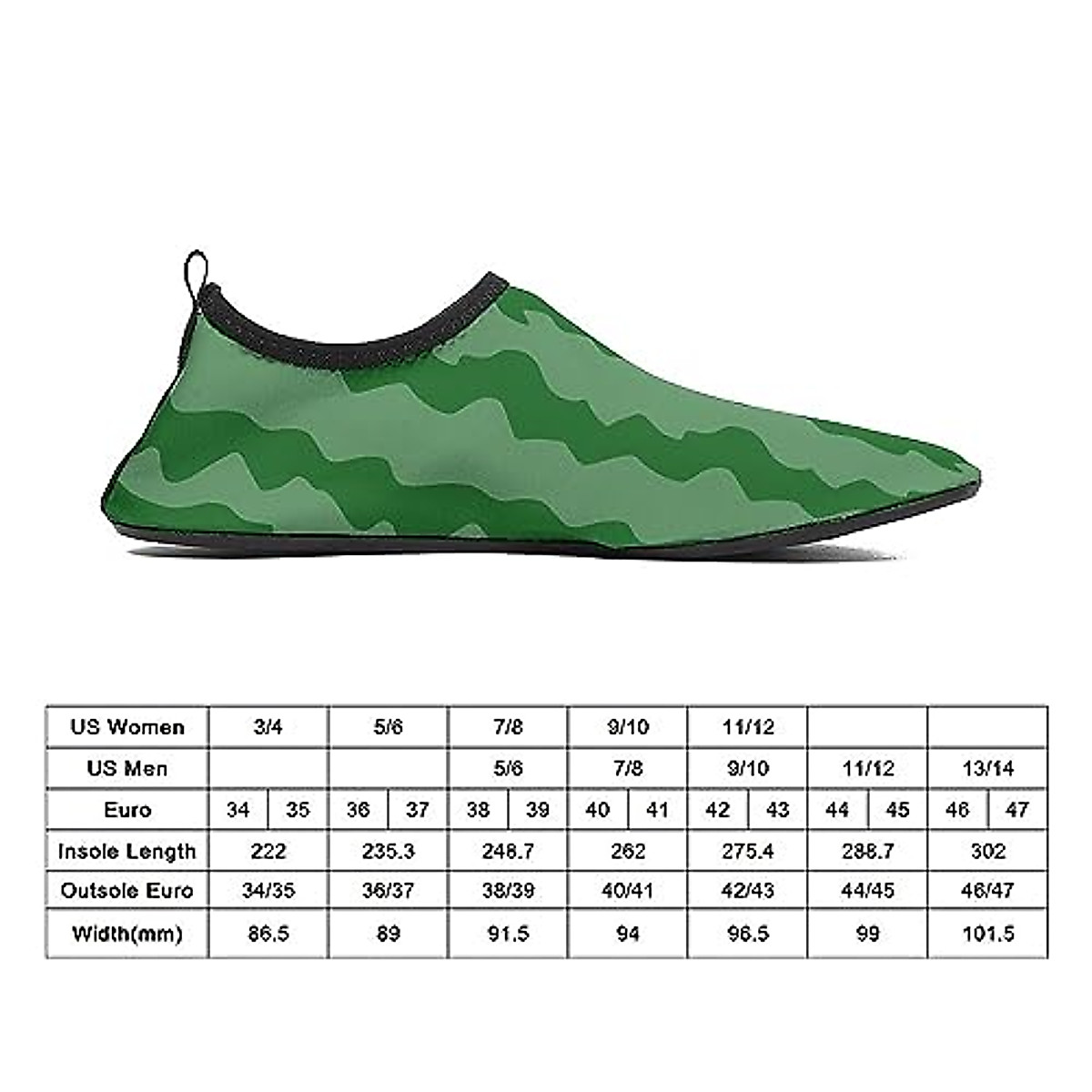 Green Watermelon Water Shoes for Women Men Quick-Dry Aqua Socks Swim Beach Barefoot Yoga Surf Pool Camping