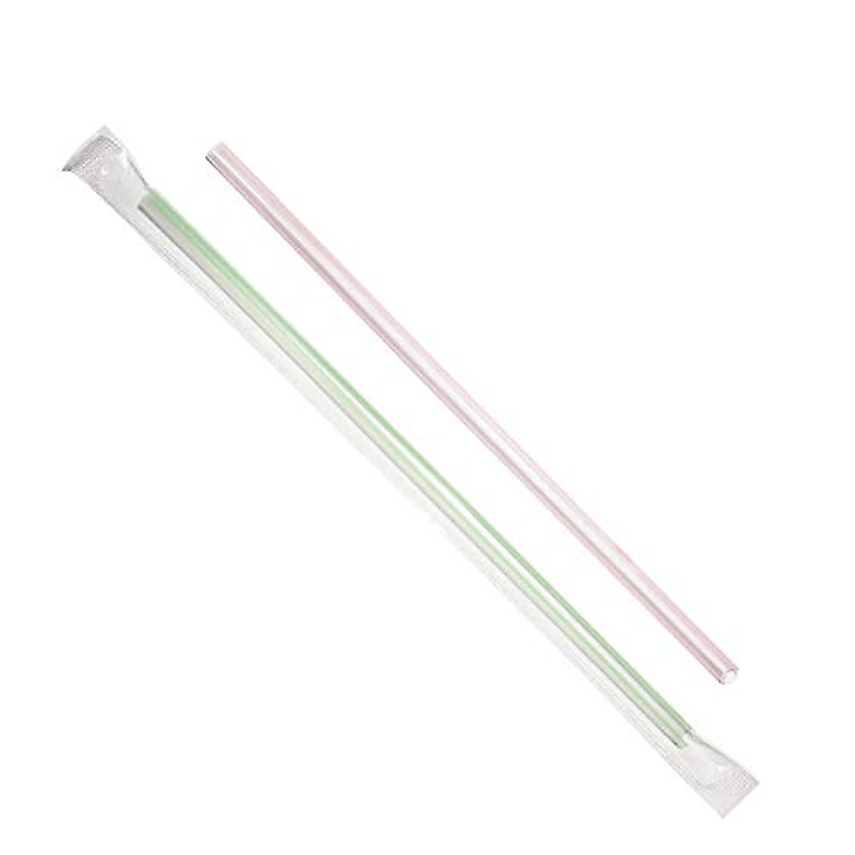 Karat C9006 7.5" Jumbo Straws (5mm Diameter), Poly-Wrapped, Assorted, Striped Colors (Case of 8000)