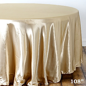 TABLECLOTHSFACTORY Champagne 108" Round Satin Tablecloth