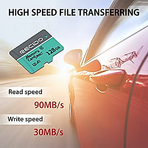 RECIDO 128GB TF Card,Mini SD Card,4K UHD,Full HD,U3,Class10,A1,High Speed Transfer TF Memory Card for Dash Cams,Phone,Drone,Tablet and PC