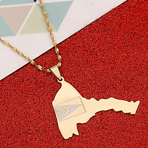 Eritrea Map Pendant Necklaces Women Gold Color Africa Eritrea Flag Jewelry