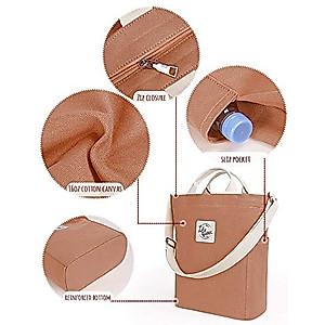 Lily queen Women Canvas Tote Handbags Casual Shoulder Work Bag Crossbody (Brown Sugar)