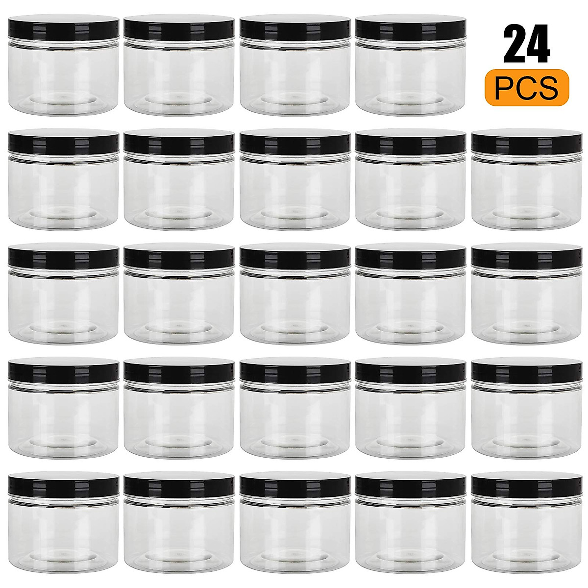 ABuff 18 Pack 10oz Empty Slime Containers, Large Plastic Slime Jars Clear Slime Storage Containers with Lids, Food-Grade Plastic