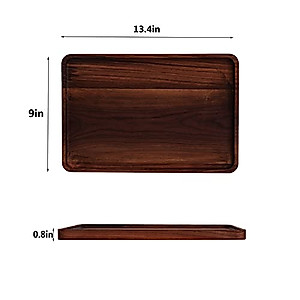 Rustic Walnut Wood Serving Tray,13"x9" Rectangle Platter Tea Tray Coffee Table Tray,Kitchen Tableware Decor Decorative Wood Dessert Cup Tray,Wood Vanity Tray for Jewelry (Rectangle)