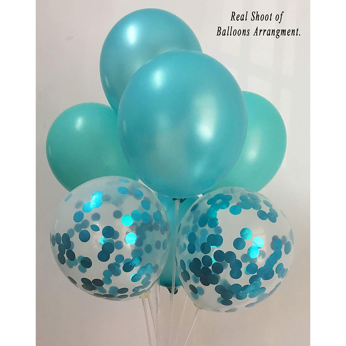 TSOTU Turquoise Balloons Metallic Confetti Teal Balloons for Engagement Bachelorette party decorations Supplies(Turquoise Teal Confetti)