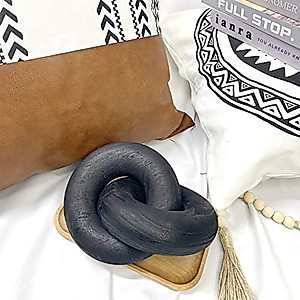 2-Link Wood Chain Link Decor Wood Knot Decor, Home Shelf Decor Hand Carved Boho Bead, Suitable for Bedroom, Living Room, Coffee Table Decor,Black Decor