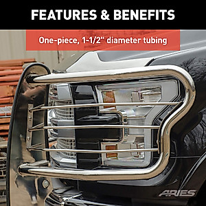 ARIES 4076-2 1-1/2-Inch Polished Stainless Steel Grille Guard, No-Drill, Select Hummer H2