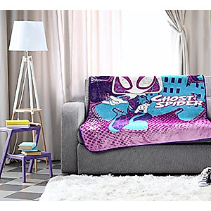 Marvel Spidey and His Amazing Friends Ghost Spider Gwen Throw Blanket - Measures 46 x 60 inches, Kids Bedding Features Gwen Stacy - Fade Resistant Super Soft Fleece (Official Product)