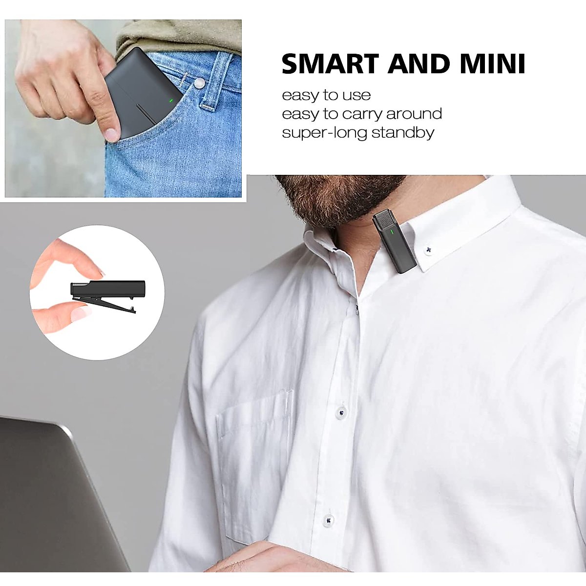 JOSTART Wireless Lavalier Microphone for iPhone/iPad with Charging case, 656ft Range,24H Working,4-Channel Omnidirectional Noise Canceling Lapel Mics for Video Recording Interview Streaming Vlog