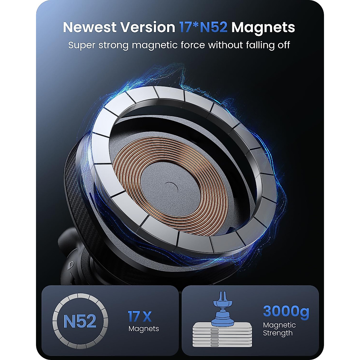 OQTIQ Compatible for MagSafe Car Mount [Larger Size Suction Cup for Dash], Magnetic Phone Mount for Car Dashboard Car Holder Fit for iPhone14 13 12 Pro Max Mini MagSafe Case