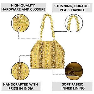 Aheli Indian Potli Bags for Women Evening Bag Clutch Ethnic Bride Purse with Drawstring (P58)