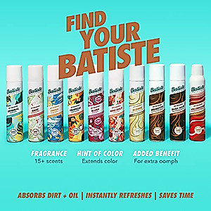 Batiste Dry Shampoo for Dark Hair, Refresh Hair and Absorb Oil Between Washes, Waterless Shampoo for Added Hair Texture and Body, 6.35 OZ Dry Shampoo Bottle