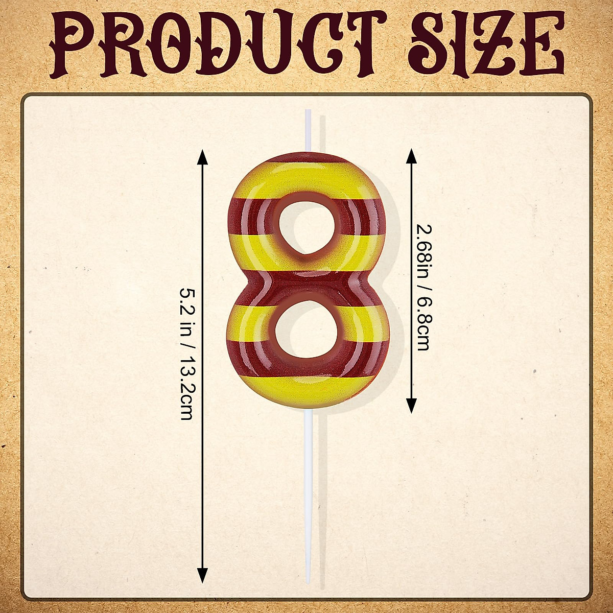 MTLEE Magical Wizard Birthday Candles Magic Wizard Inspired Themed Cake Candles Yellow and Brown Numeral Birthday Cake Topper for Kids Magical Theme Party Supplies Decorations (Number 8)