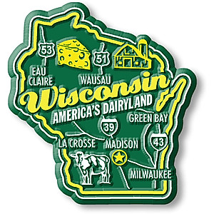 Wisconsin Premium State Magnet by Classic Magnets, 2.3" x 2.5", Collectible Souvenirs Made in The USA