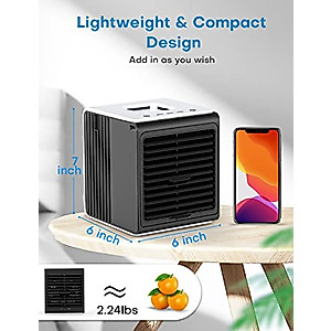 Mini Air Conditioner, 7" Air Conditioners Portable for Room w/3 Speeds, USB Powered Air Cooler Fan & Humidifier for Personal Space, Evaporative Air Cooler for Camping Bedroom Desktop Office Table Car