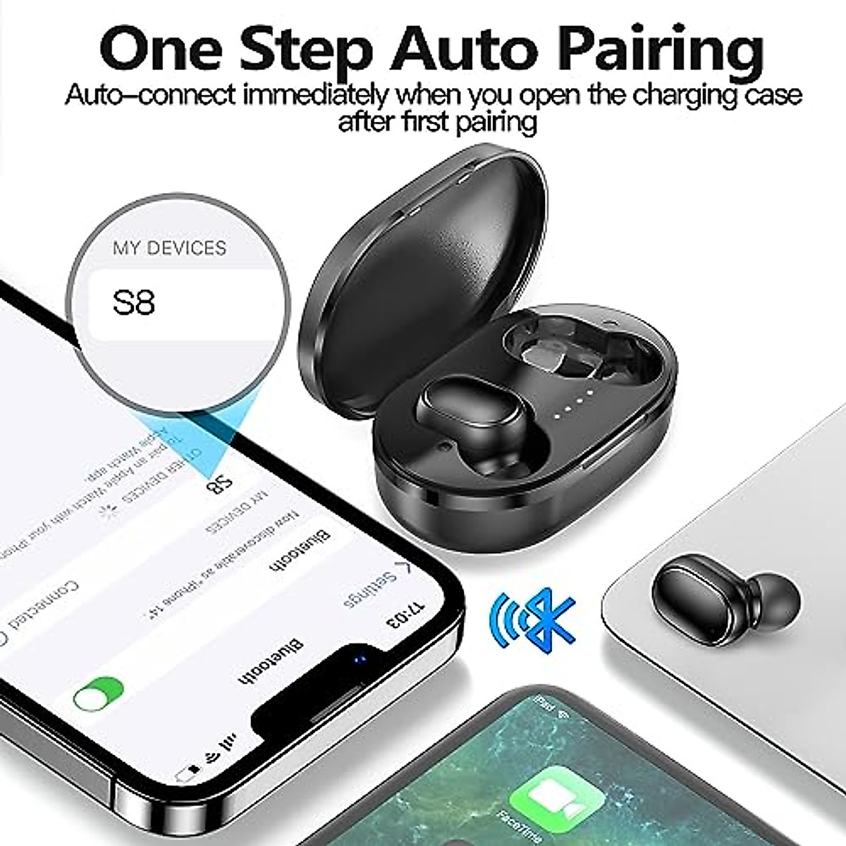kurdene Bluetooth 5.3 Earbuds with Deep Bass Sound