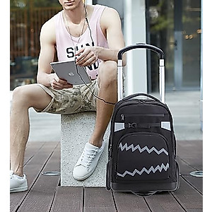UNIKER Rolling Backpack with Removable Trolly Cart for Business,Travel Briefcase Commuter,Wheeled Carry-on Baggage with Laptop Compartment Fit 15.6 Inch,Silent Wheeled Backpack for Men