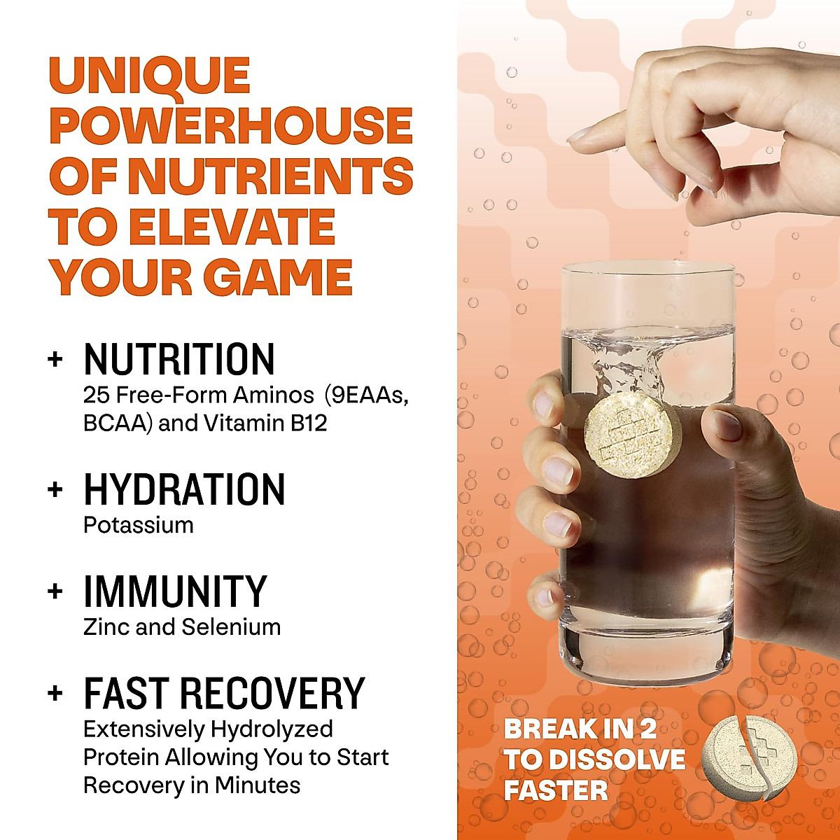 Unbroken Electrolyte Tablets for Post Workout Recovery & Immune Support, Hydration Tablets & Immune Boosters for Adults, Electrolytes with Amino Acids, Vitamins, Minerals, & Salts, Mango Flavor, 10 ct