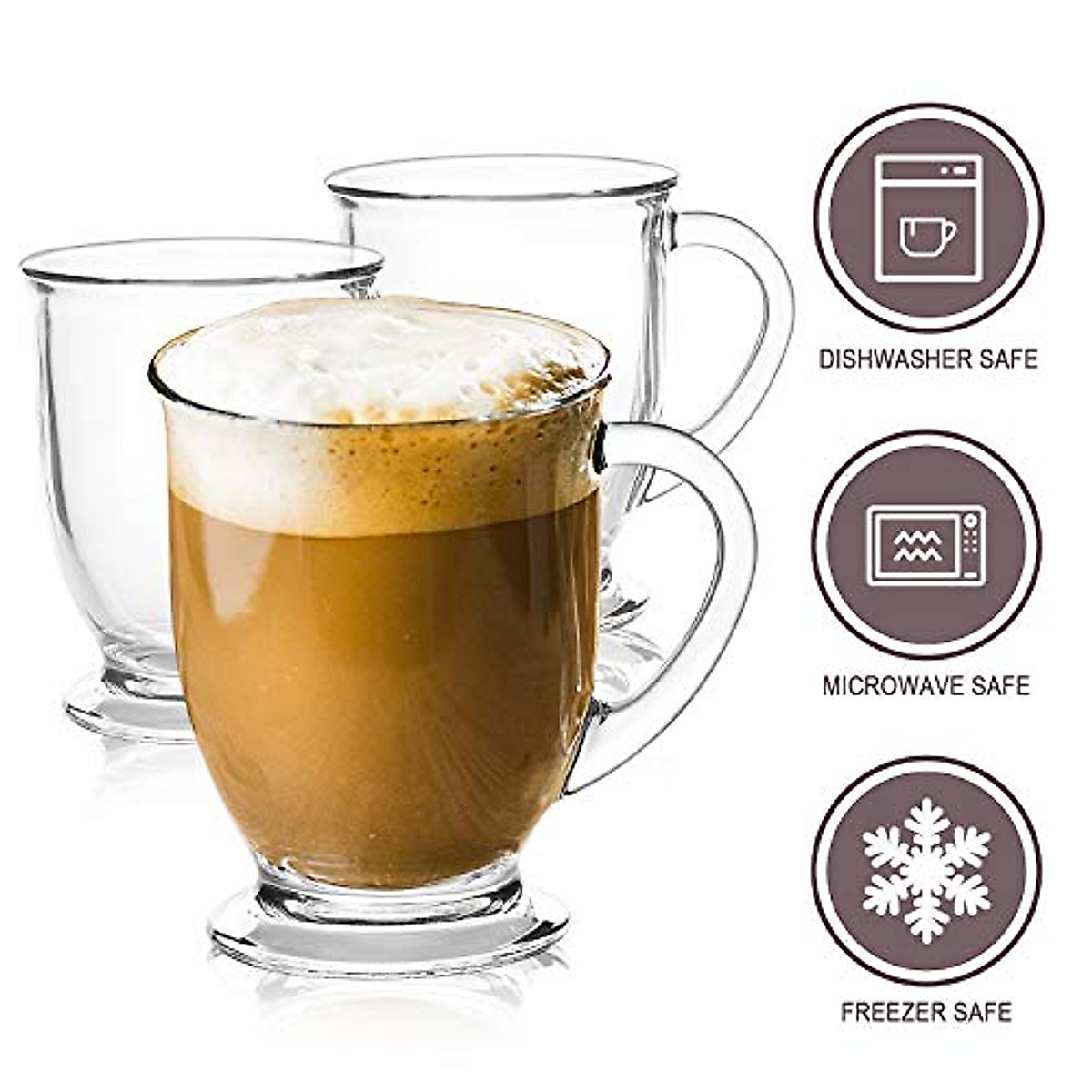 QAPPDA Glass Mugs, Clear Coffee Mugs With Handle 15 oz,Tea Mugs 450ml,Beer Glasses With Handle,Glass Cup Drinkware For Beverage,Juice,Latte Cups Cappuccino Mugs Beer Mug Water Cups Sets of 8 KTZB107…