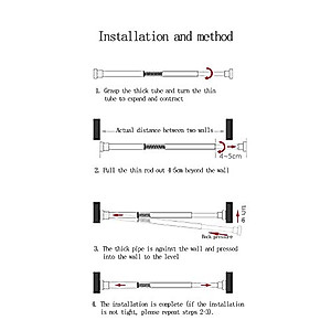 No Drilling 304 Stainless Steel Shower Curtain Pole 706，Double Spring Pressure Extendable Rail Hanging Pole 50-190cm (Size : 105-130cm) (Color : Black, Size : 5090cm)