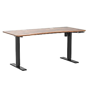 farexon Electric Height Adjustable 59 x 24 inch Standing Desk, Sit Stand Desk with Ergonomic Curved Workstation, Four Preset Heights, 27''-45'' Lifting Range Stand up Desk(Brown)