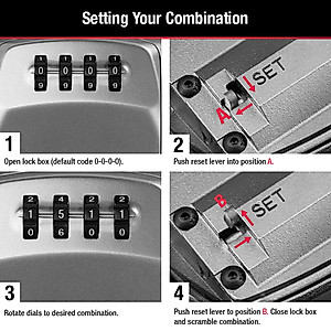 Master Lock Heavy Duty Wall Mount Key Box, Outdoor Mounted Lock Box for House Keys Safe with Combination Lock, 5 Key Capacity, Zinc, 5415D
