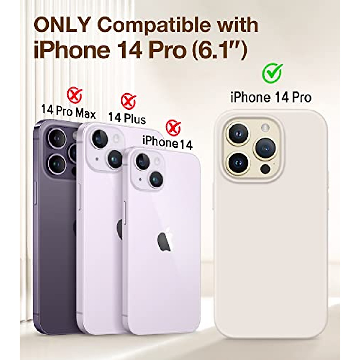 GONEZ for iPhone 14 Pro Case, with 2 Pack Screen Protector + 2 Pack Camera Lens Protector, Soft Anti-Scratch Microfiber Lining, Shockproof Protective Liquid Silicone Phone Cover 6.1'', Stone