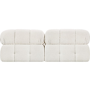 Meridian Furniture 611Cream-S68B Ames Collection Modern | Contemporary Modular Sofa with Rich Cream Boucle Fabric, Modular to Create Infinite Configurations, 68" W x 34" D x 28" H, Cream