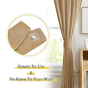 NICETOWN Thick Linen Strong Magnetic Curtain Tiebacks - Natural Decorative Curtain Ties Wide Straps Holdbacks for Modern Curtains (Burlap, 11.8 X 4 Inches, Set of 4)