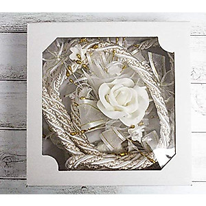 Beautiful White Ivory Gold Intertwine Silver Embellishment Accent Rope Migajon Lazo Wedding Lasso Traditional Lazos De Boda Tradicional Bridal Gift Box