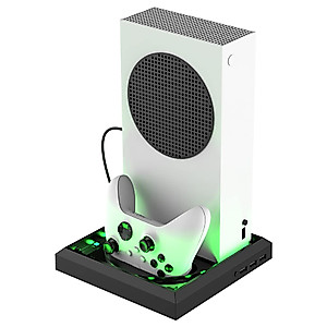 Charging Cooling Fan Base for Xbox Series X/S RGB Vertical Stand Multi-Function Charging Cooling Stand Colorful Light Controller Handle Charger Bracket for Gaming Accessories