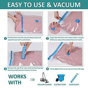 6 Space Saver Vacuum Storage Bags, Vacuum Sealed Storage Bags (2 Jumbo + 2 Large + 2 Medium) with Hand Pump, Vacuum Seal Bags for Clothing, Comforters, Pillows, Towel, Blanket Storage, Bedding