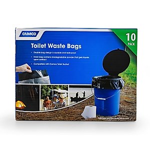 Camco Toilet Waste Bags - Features Biodegradable Powder & Leak Proof Double Bag Design - Great for Camping, RVing, Hiking, or Boating - 10-Pack (41548)