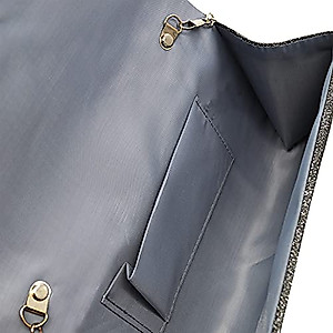 Premium Pleated Metallic Glitter Mesh Clutch Evening Bag Handbag, Grey One Size