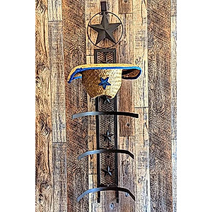 BestGiftEver Metal Star 4 Cowboy Hat Rack Fold-Up Wall Hanging Decoration Rustic Western Style