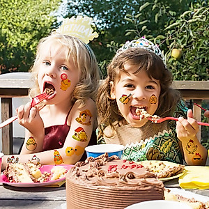 Chicken Temporary Tattoos Sticker for Kids 8 Sheet (80 Pcs) Yellow Farm Themed Birthday Party Decorations Supplies Favors Gifts Ideas for Girls Boys Baby Showers Cute Fake Tattoo Classroom Reward