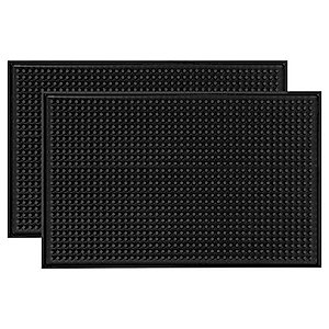WISHMART | Black Bar Mats Set of 2 (18x12 Inches) | Drying, Durable and Stylish Spill Mats for Bars, Restaurants, Coffee Shops, Bar Mats for Countertop and Table Top, Non-Spill & Non-Toxic Mats