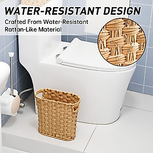 Wicker Waste Basket, Wicker Trash Can with Built-in Handles, Multifunctional Mini Wicker Basket for Home and Office, Compact Design and Durable Construction with Fine Artisanal Craftsmanship