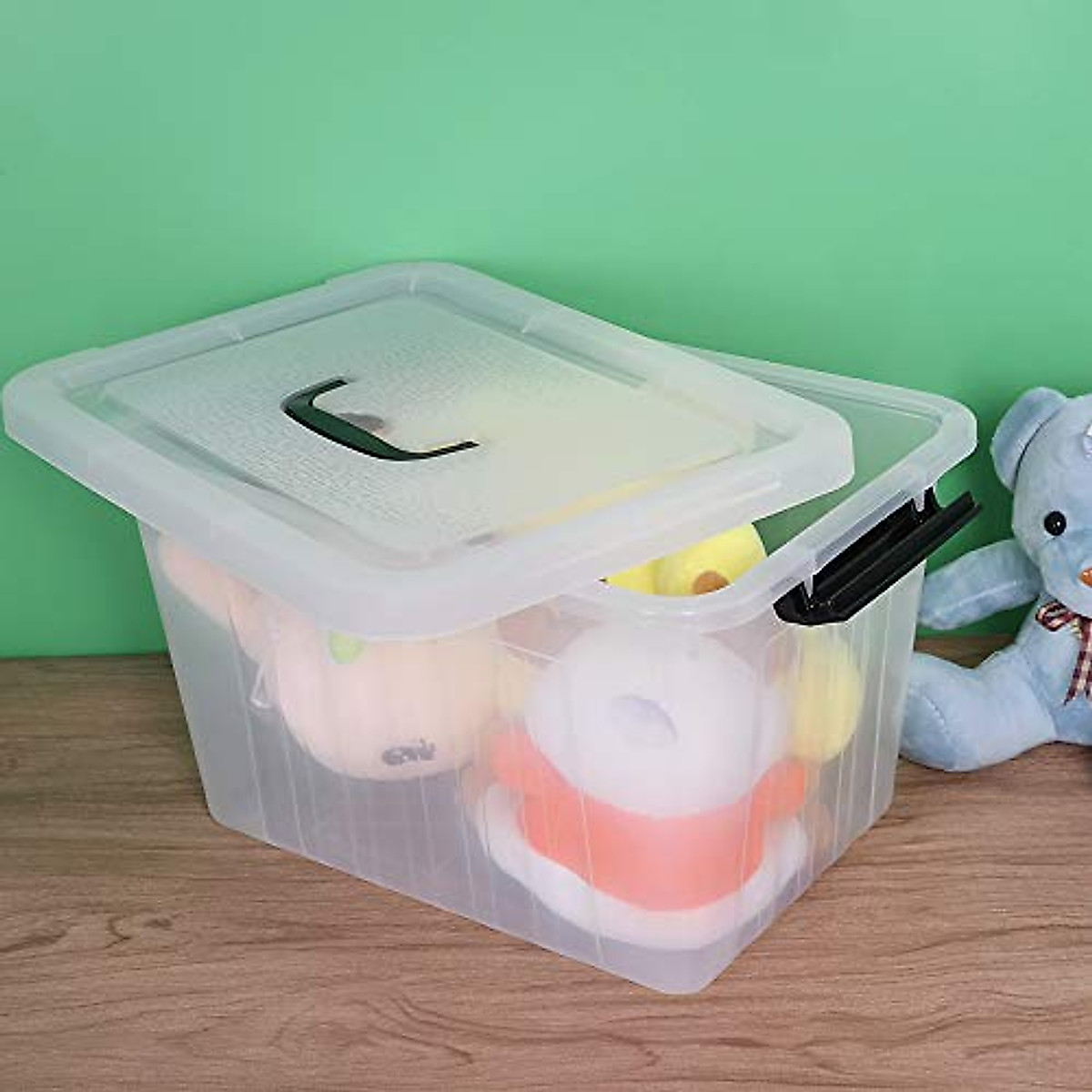 Ramddy 12 Quart Clear Storage Box with Lid and Black Latches, 1 Pack