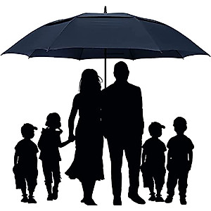 SIEPASA Golf Umbrella Large 62/68/72 Inch Automatic Open Golf Umbrella Extra Large Oversize Double Canopy Vented Umbrella Windproof Waterproof for Men and Women.(Black, 62")