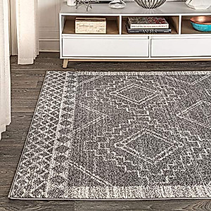 JONATHAN Y MOH200C-8 Amir Moroccan Beni Souk Indoor Area-Rug Bohemian Farmhouse Rustic Geometric Easy-Cleaning Bedroom Kitchen Living Room Non Shedding, 8 X 10, Gray,Cream