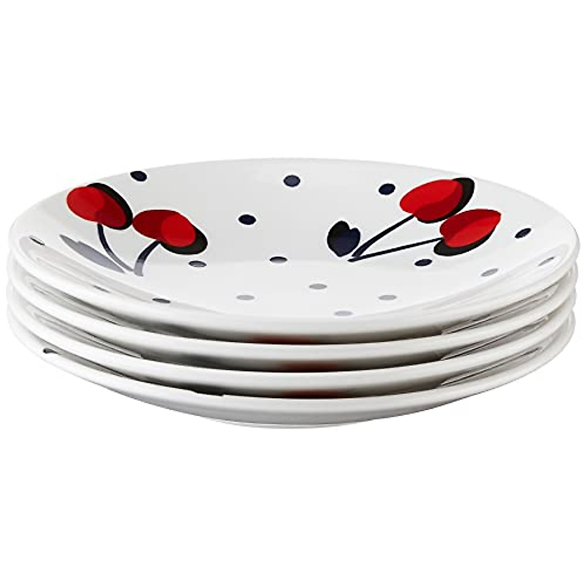Kate Spade Vintage Cherry Dot 4-Piece Tidbit Plate Set, 1.75 LB, Red