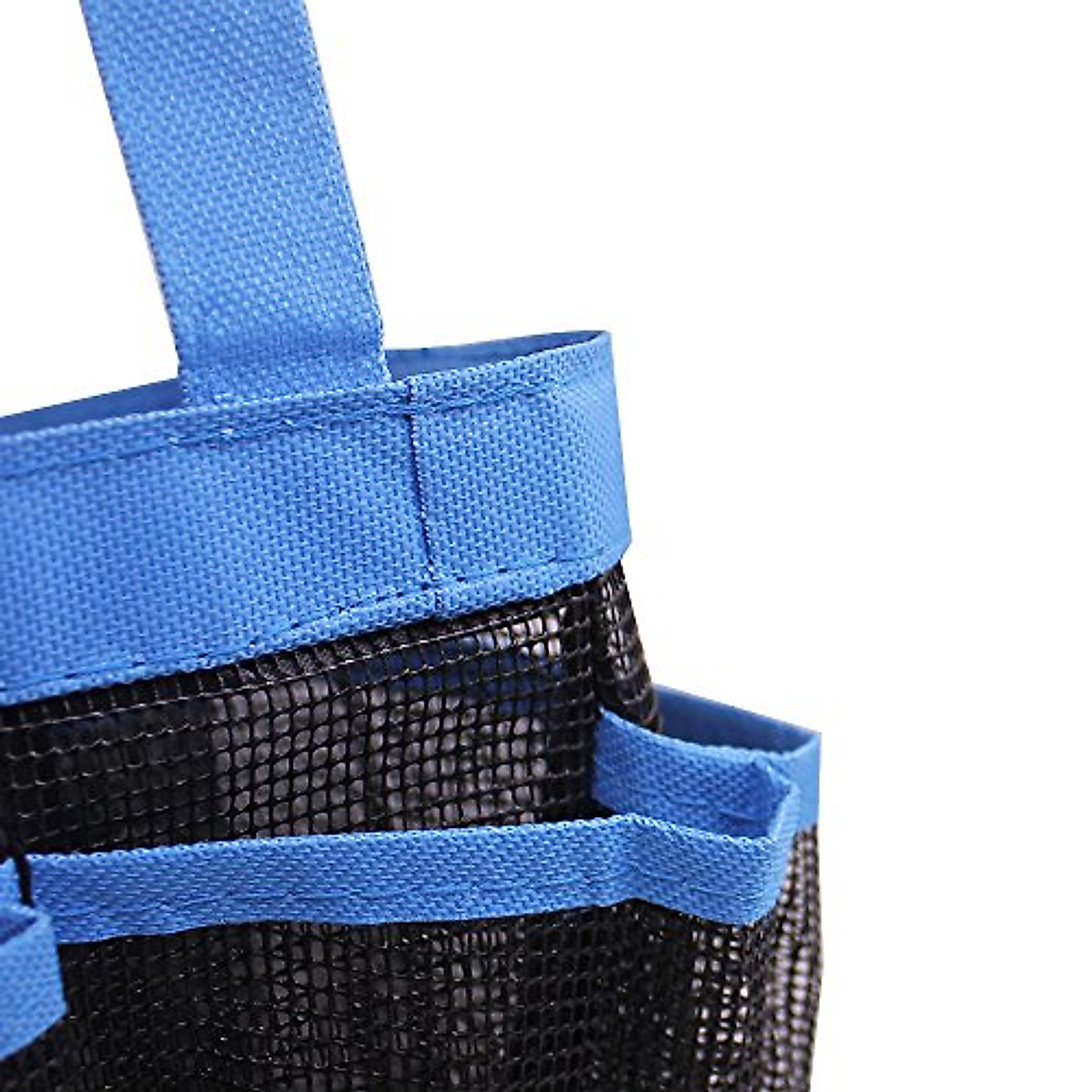 DanziX 2 Pack Portable Mesh Shower Caddy, Quick Dry Shower Tote Bag Hanging Toiletry Bath Organizer with 8 Storage Compartments for Shampoo, Soap and Other Bathroom Accessories - Black, Blue