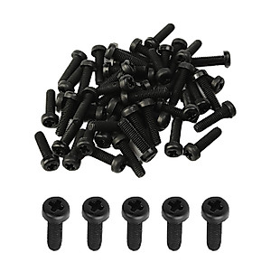 MroMax 50Pcs Plastic Phillips Cross Pan Head Machine Screws, M4 x 15mm Black Nylon Phillips Cross Pan Head Machine Screws Bolts for Electronic Equipment