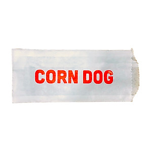 Paper Corn Dog Bags | Party Event Carnival Fair | Classic Red & White Design | 3" x 3/4" x 7" - Pack of 1000