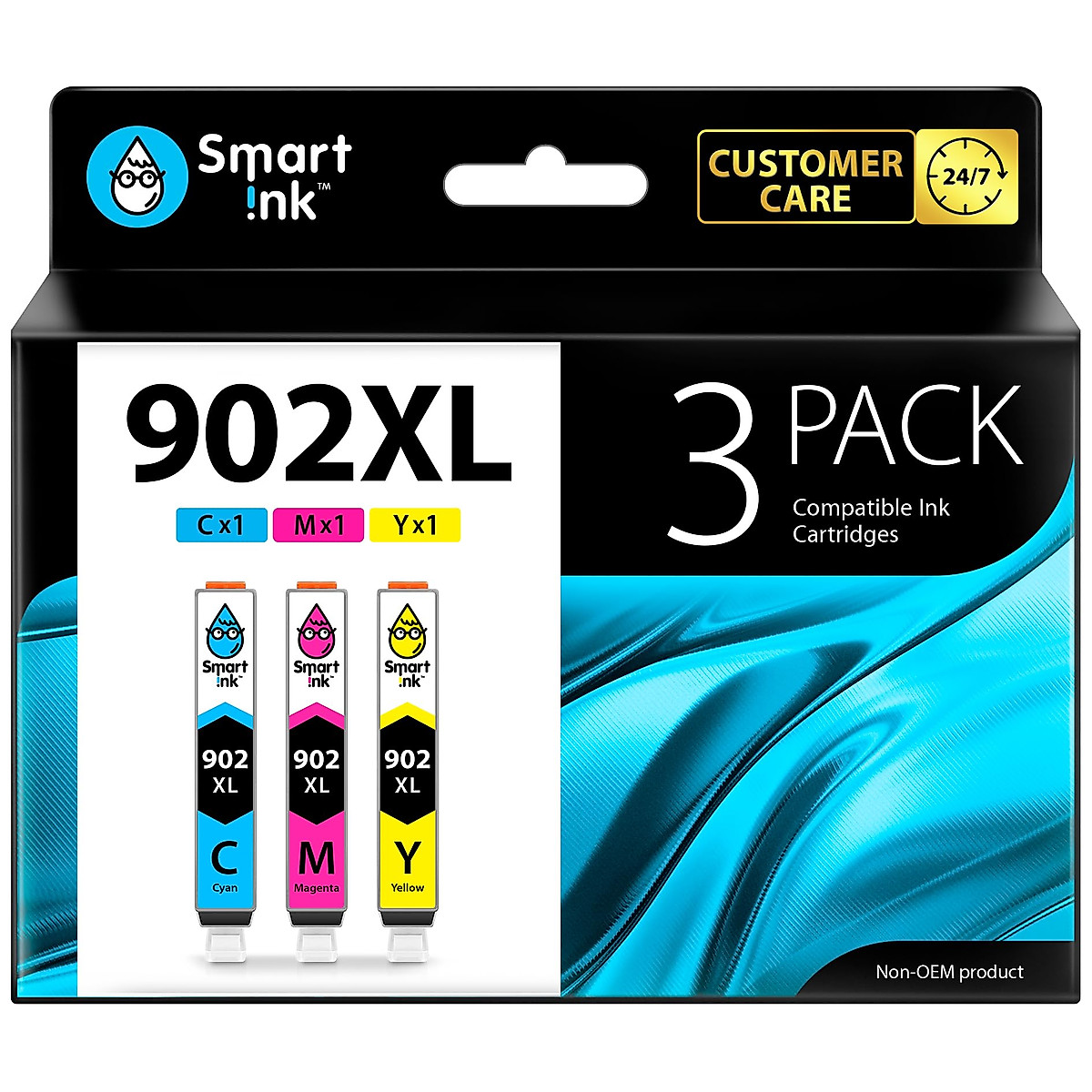 Smart Ink Compatible Ink Cartridge Replacement for HP 902 XL 902XL (C/M/Y Combo Pack) Advanced Chip Technology to use with Officejet Pro 6978 6968 6974 6975 6960 Officejet 6951 6954 6956 6958 Printers