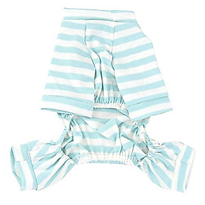 Zunea Dog Pajamas for Small Dogs Girl Boy Soft Cotton Puppy Clothes Jumpsuit Sleeping Wear Rompers Striped Printed Bodysuit Pyjamas Pet Overalls Outfits Apparel for Chihuahua Doggie Cat Blue M