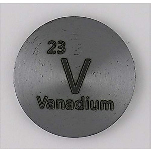 Vanadium (V) 24.26mm Metal Disc 99.9% Pure for Collection or Experiments