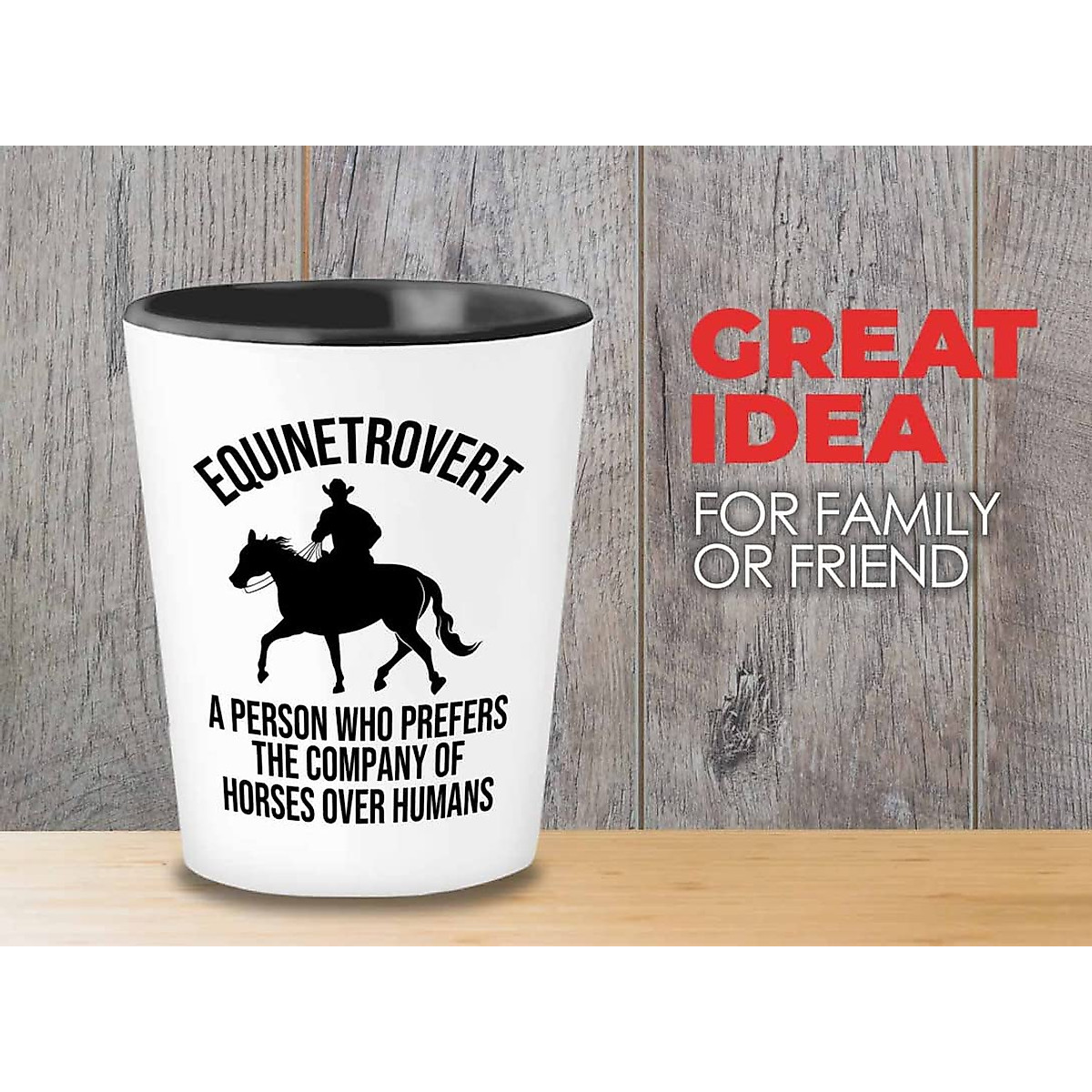Flairy Land Equestrian Shot Glass 1.5oz - Equinetrovert - Horse Gifts for Women Cowgirl Horse Riding Horseback Rider Equestrian Horsewoman Horseman